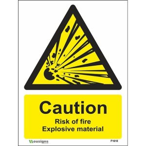 Caution Risk Of Fire Explosive Material Sign | Commercial & Safety ...