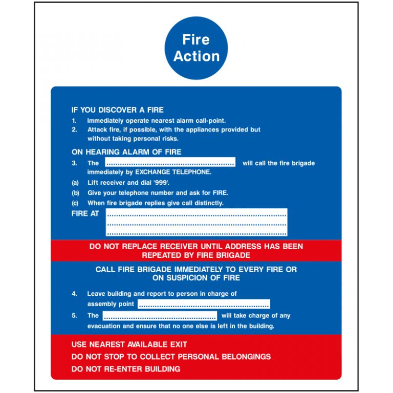 Fire Action Sign - Dial 999 By Exchange Phone | Commercial & Safety ...