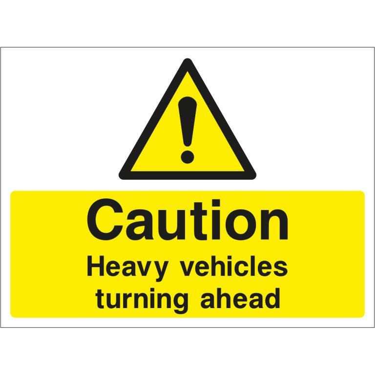 Caution Heavy Vehicles Turning Ahead Sign | Commercial & Safety Signs ...
