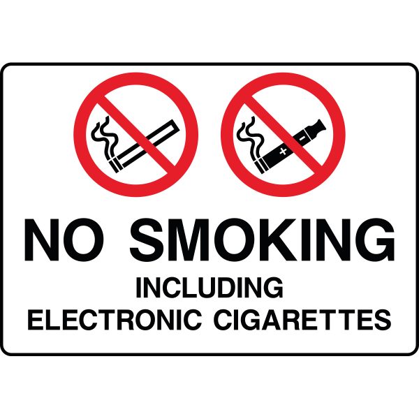 No Smoking, Including Electronic Cigarettes | Commercial & Safety Signs ...