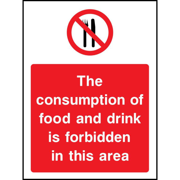 The Consumption Of Food And Drink Is Forbidden In This Area Sign ...
