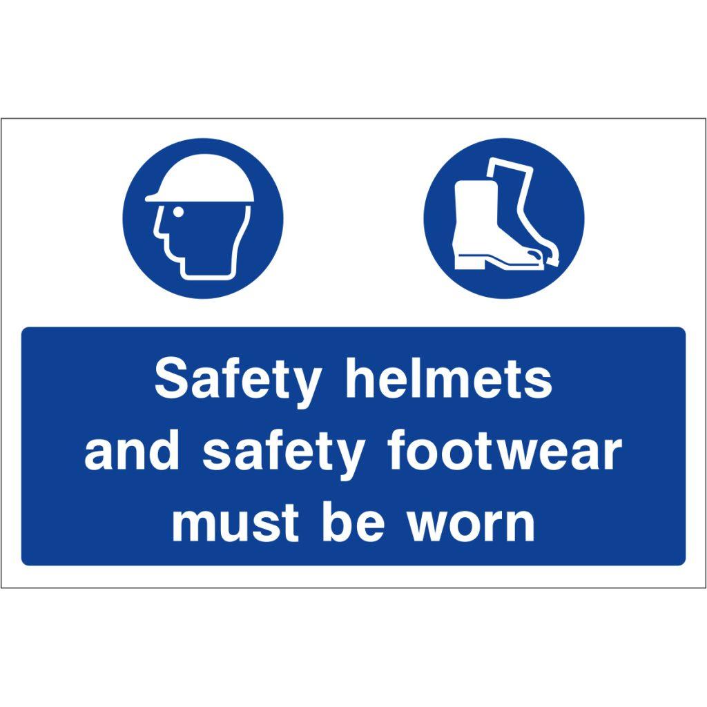 Safety Helmets And Safety Footwear Must Be Worn Sign | Commercial ...