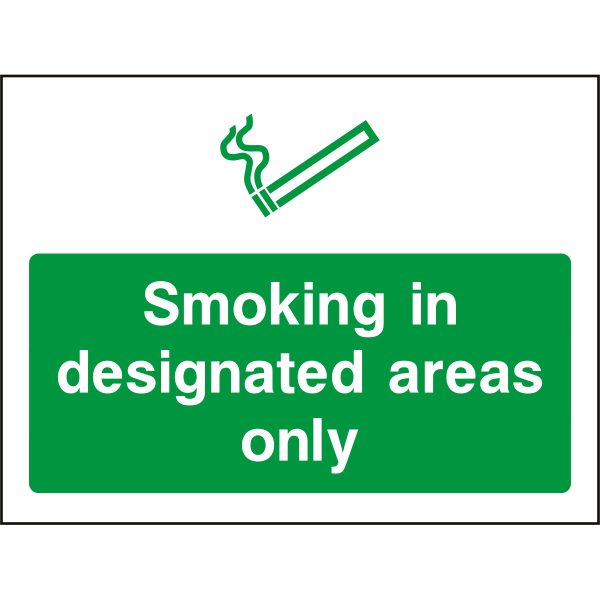 Smoking in designated areas only | Commercial & Safety Signs - High ...